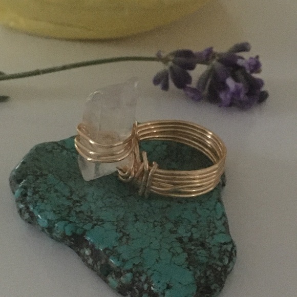 Jewelry | Rose Luster Quartz Stone Wire Wrapped Ring | Poshmark